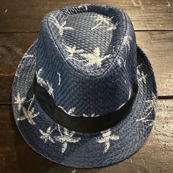Accessories | Blue Palm Tree Patterned Fedora Hat | Poshmark